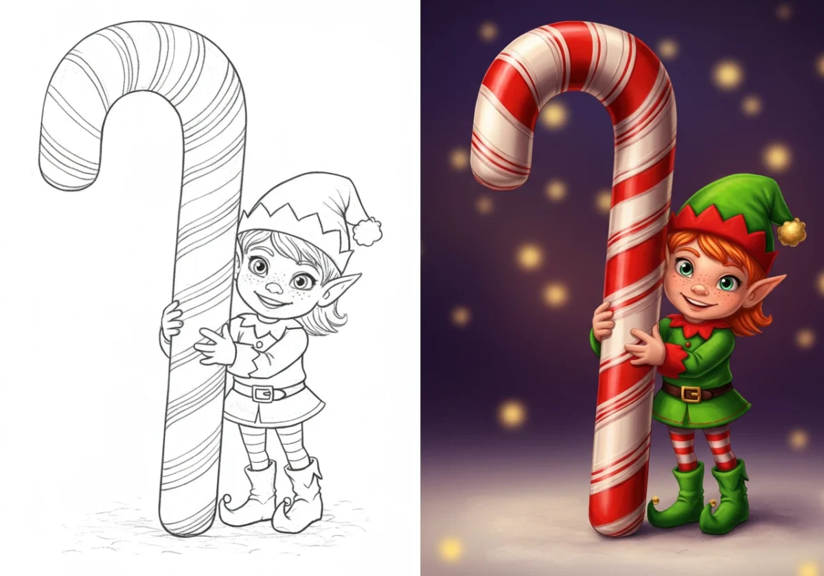 elf coloring page - Free Printable PDF